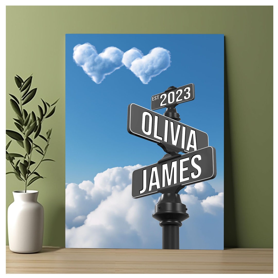 Custom Name and Date Vintage Street Sign Canvas Print and Poster Print ...