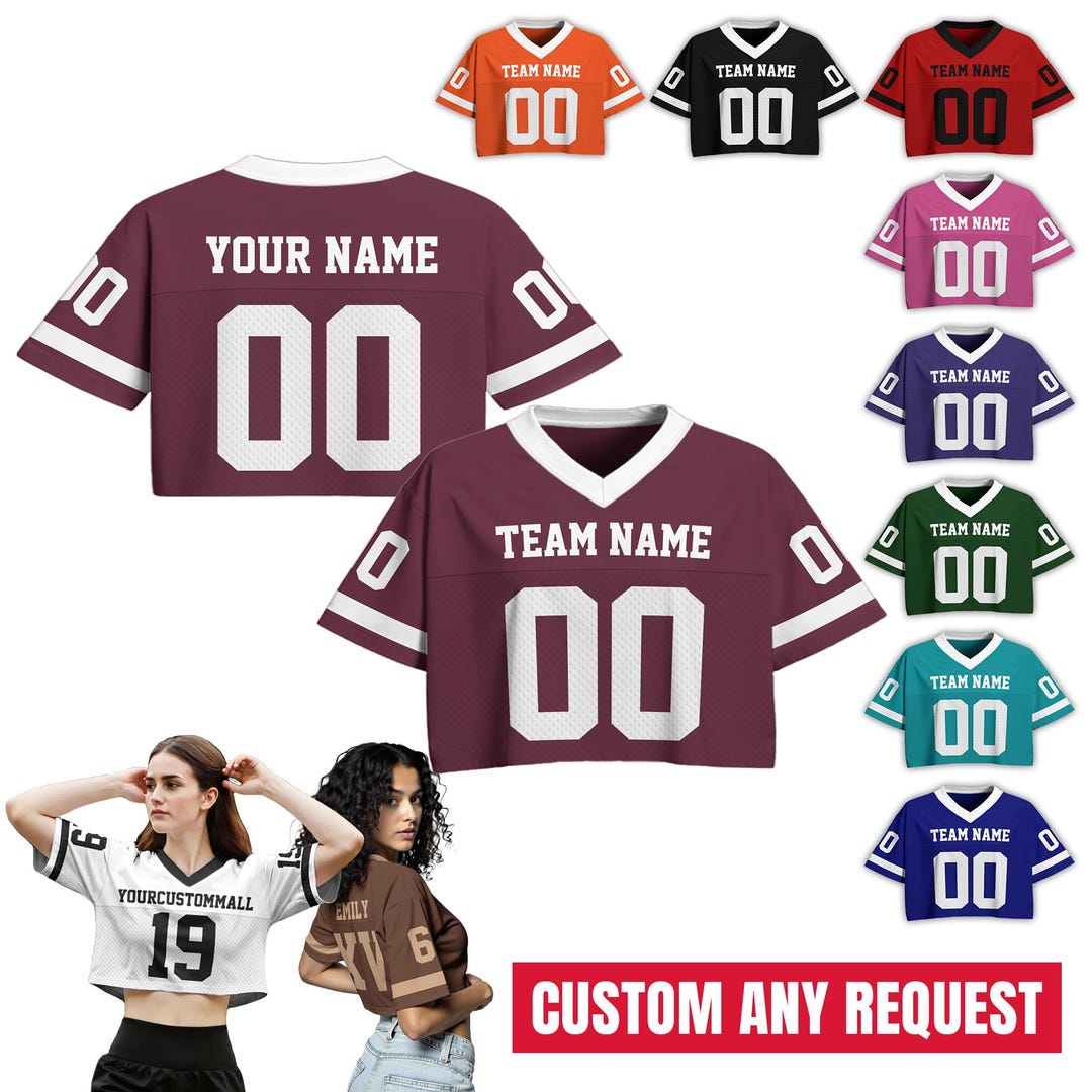 Personalized Women's Jersey Crop Top, Custom Team Name Number Crop ...