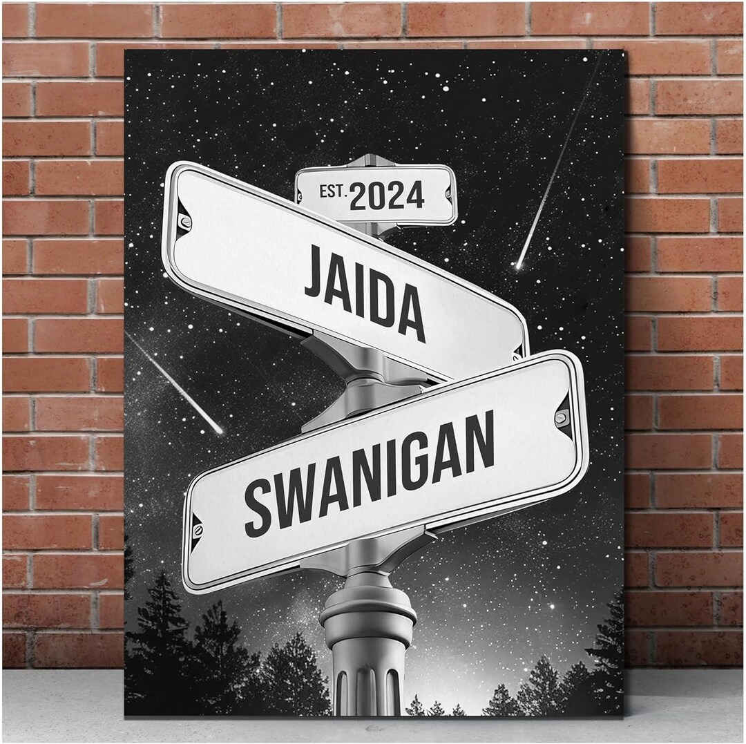 Custom Name Date Crossroads Street Sign, Personalized Name Vintage ...