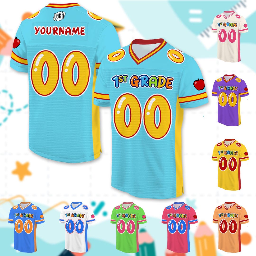 Personalized Back to School Football Jersey for Kids, Custom 1st Day of ...