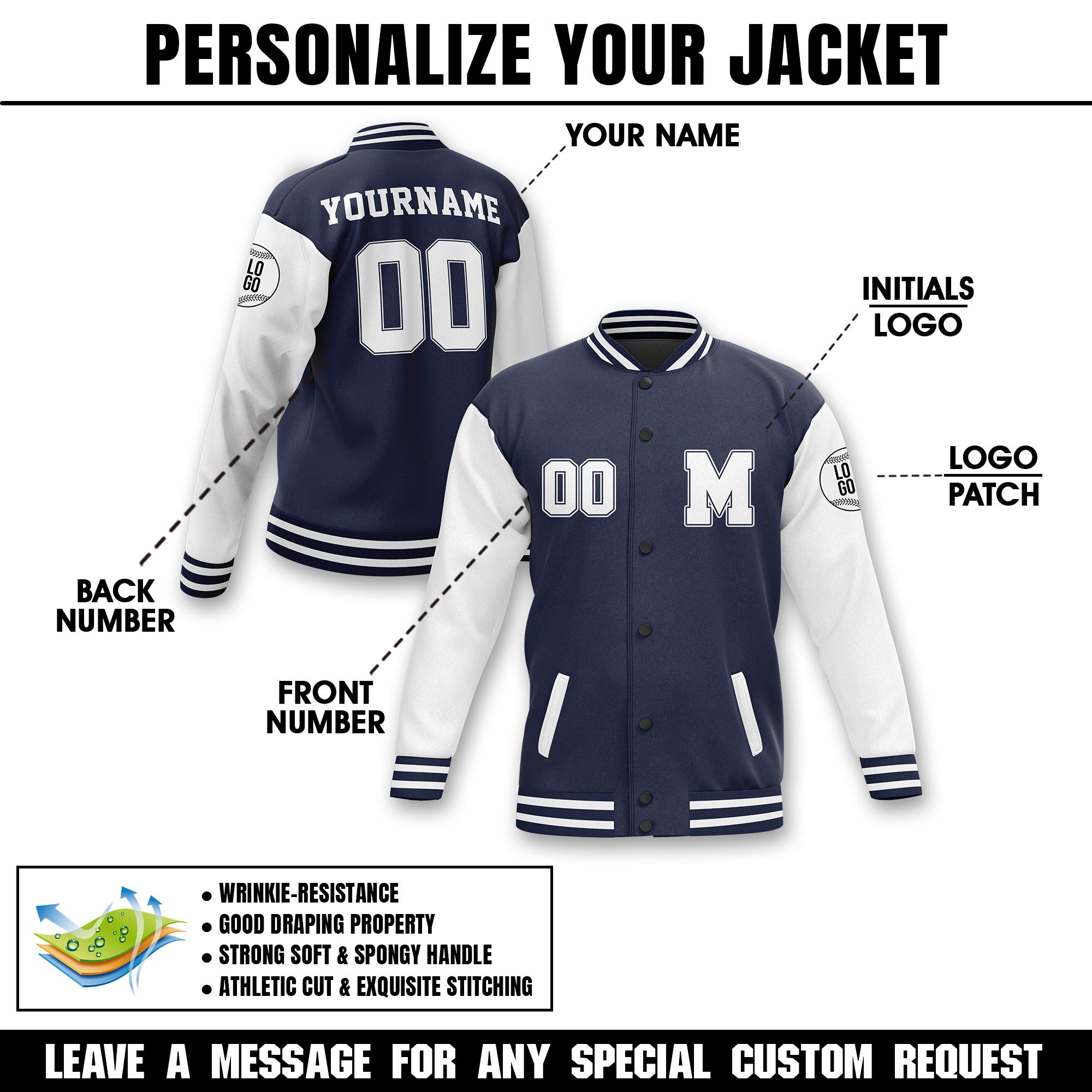 Personalized Initials & Name Varsity Jacket Letterman College Custom ...