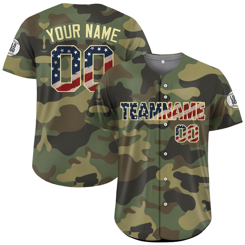 Personalized Camo Baseball Jersey, Custom Jerseys Shirt for Men Women ...