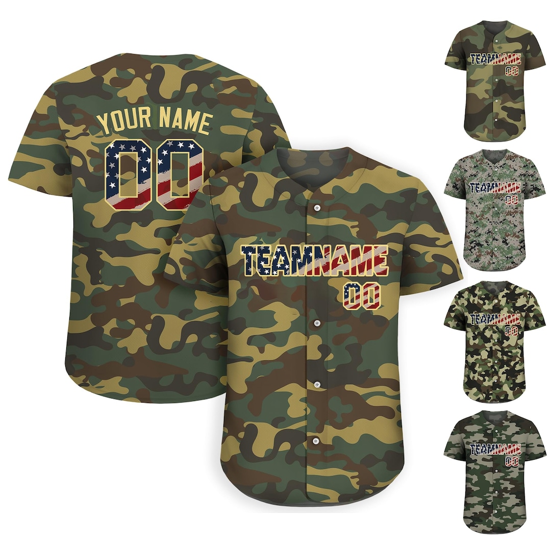 Personalized Camo Baseball Jersey, Custom Jerseys Shirt for Men Women ...