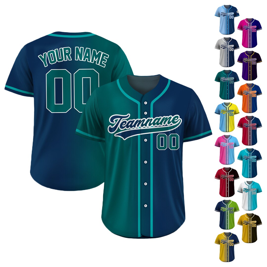 Custom Baseball Jersey Gradient With Teamname Name Number, Custom ...