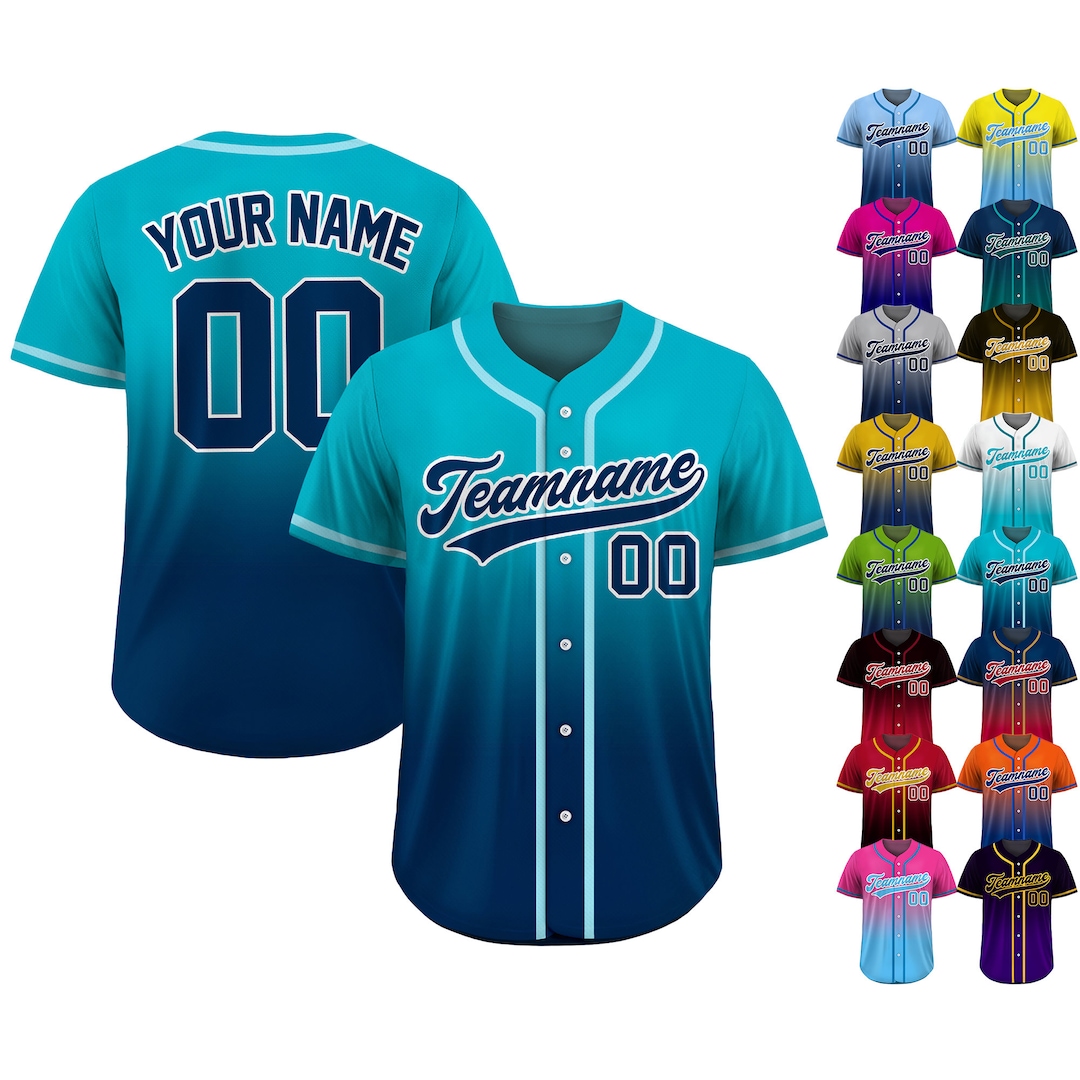 Custom Baseball Jersey Gradient With Teamname Name Number Logo ...