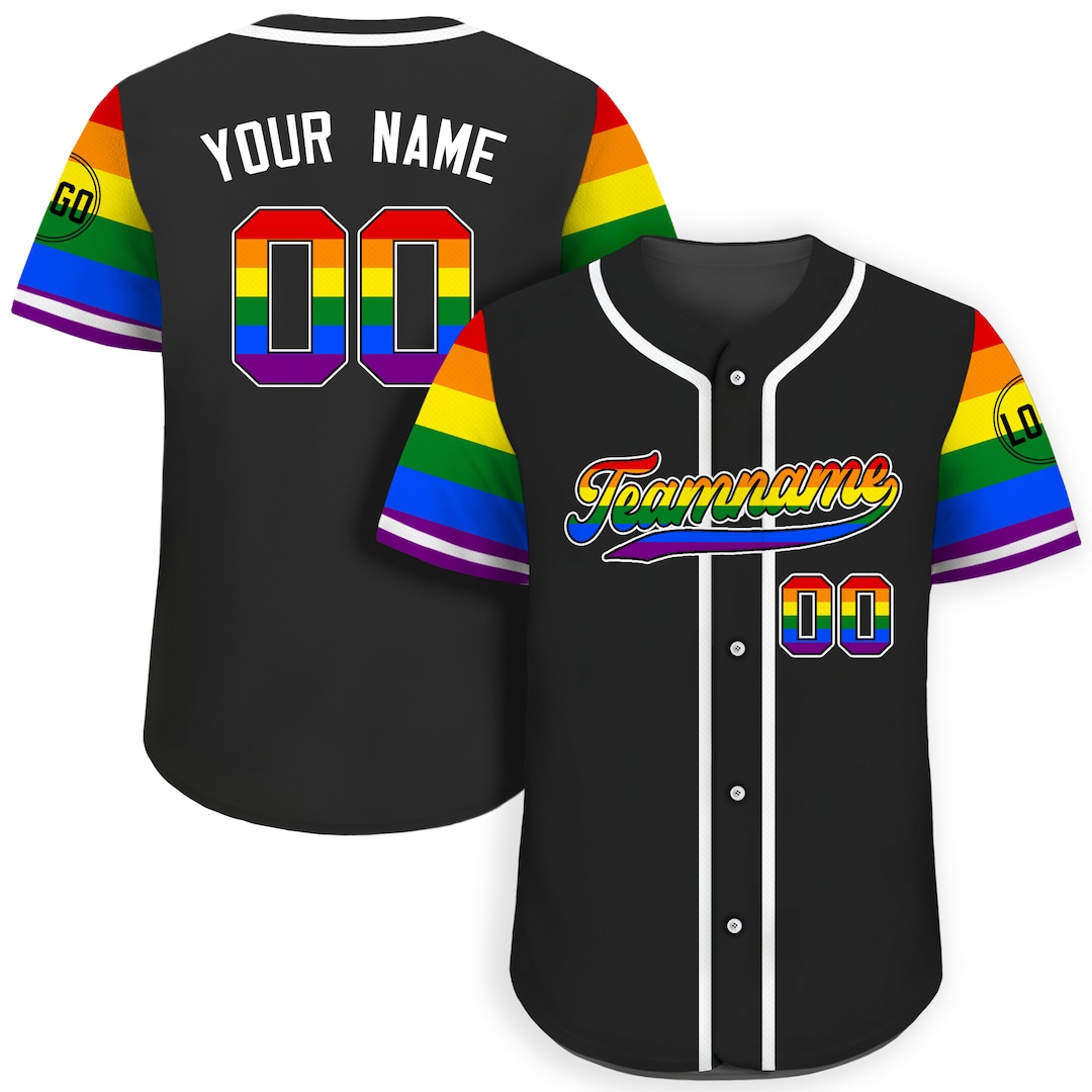 Custom LGBTQ Pride Month Baseball Jersey With Teamname Name Number ...