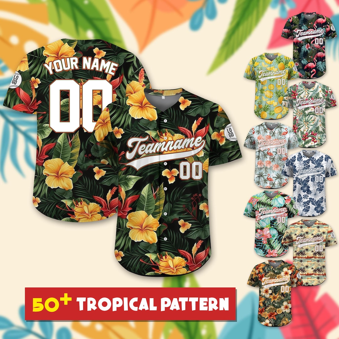 Personalized Hawaiian Baseball Jersey With Team Name Number, Custom ...
