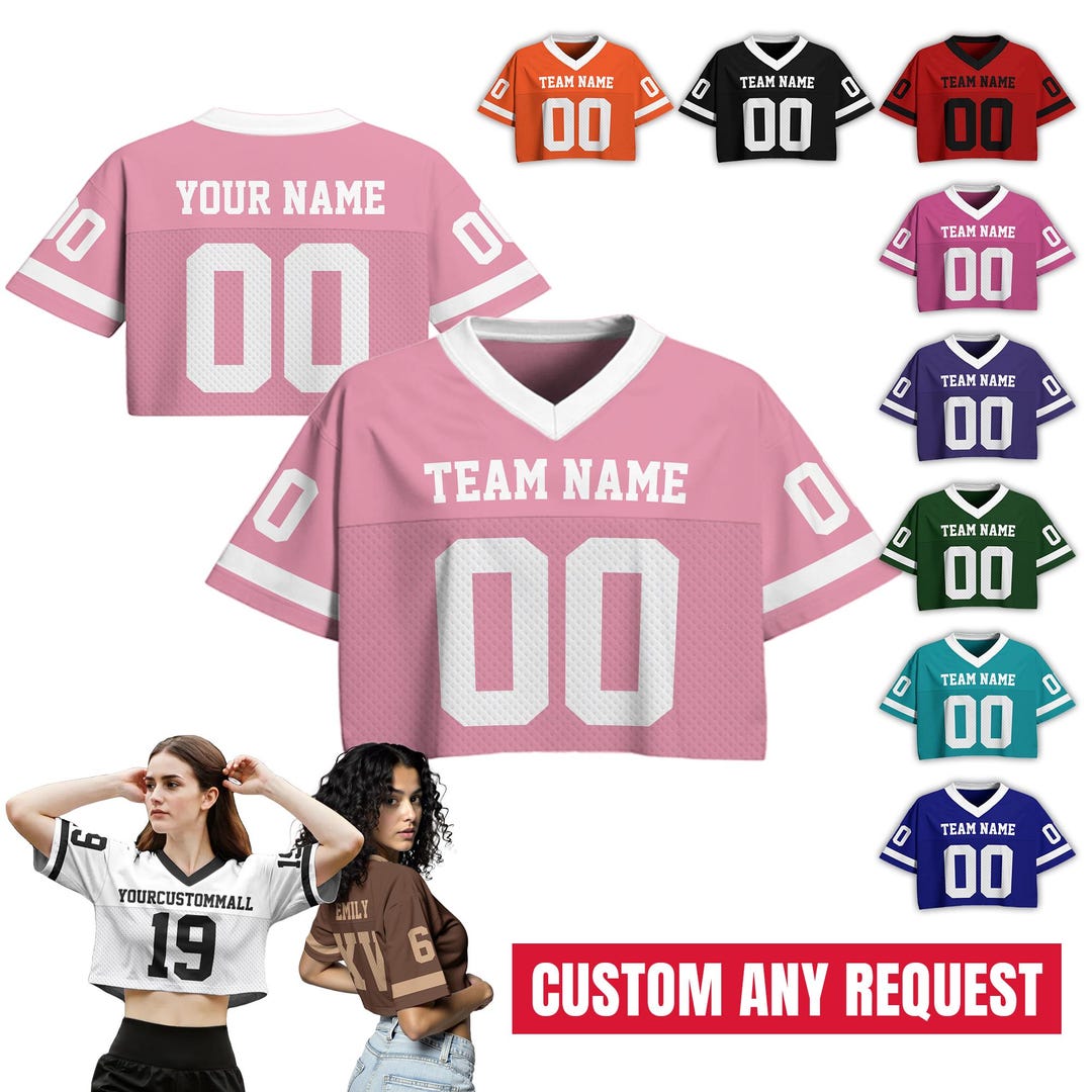 Custom Cheer Crop Top Football Jersey for Women Girl, Custom Streetwear ...