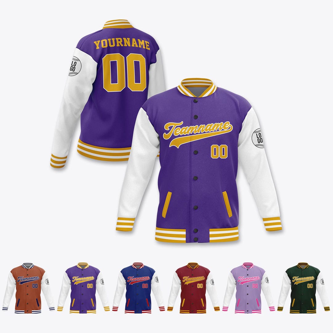Customized Team Name Number Logo Baseball Jacket Personalized Adults ...
