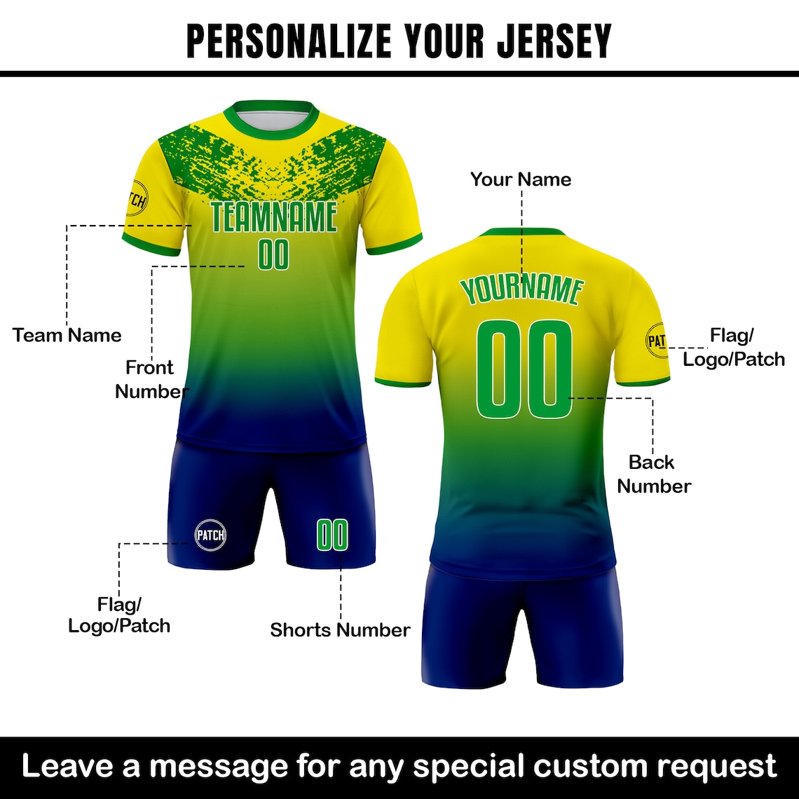 Custom Brazil Soccer Jersey for Men Women Youth Kid Shirt for Fans ...