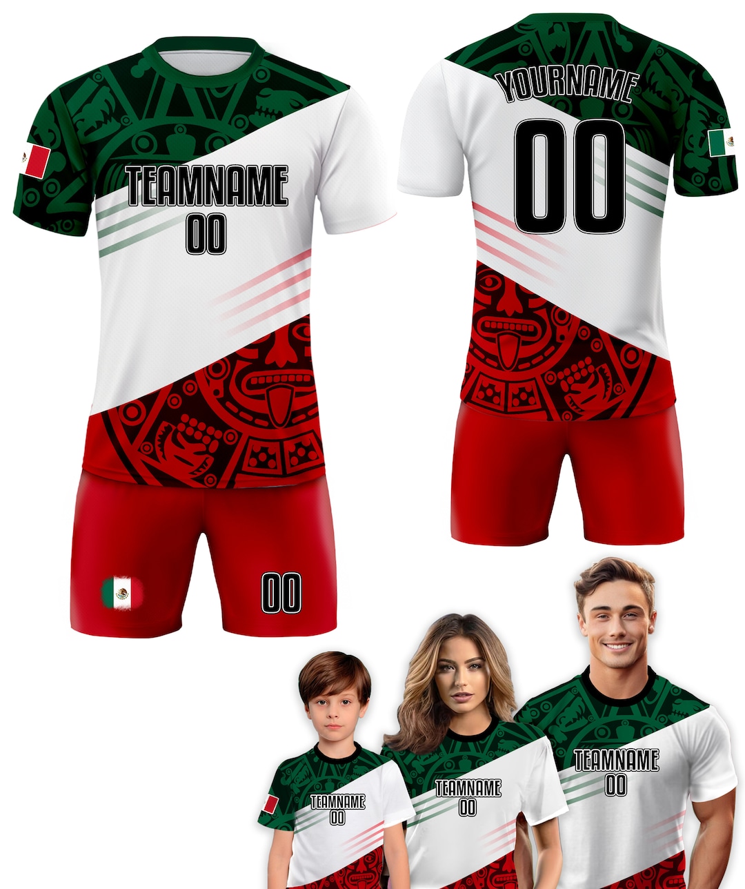 Custom Mexico Soccer Jersey for Men Women Youth Kid Uniform Shirt for ...