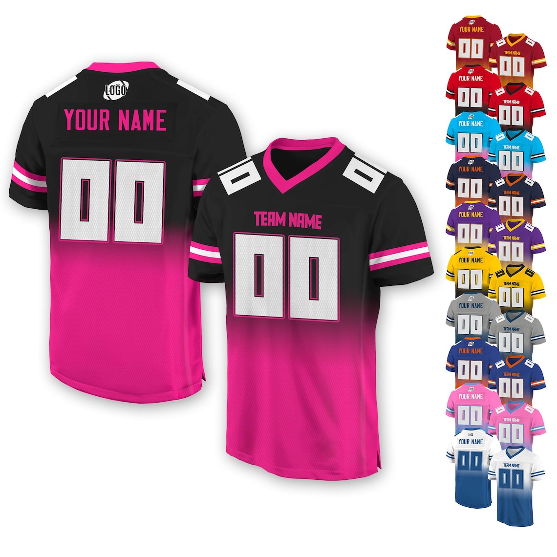 Personalized Team Name & Number Football Jersey Custom for Adult Kid ...