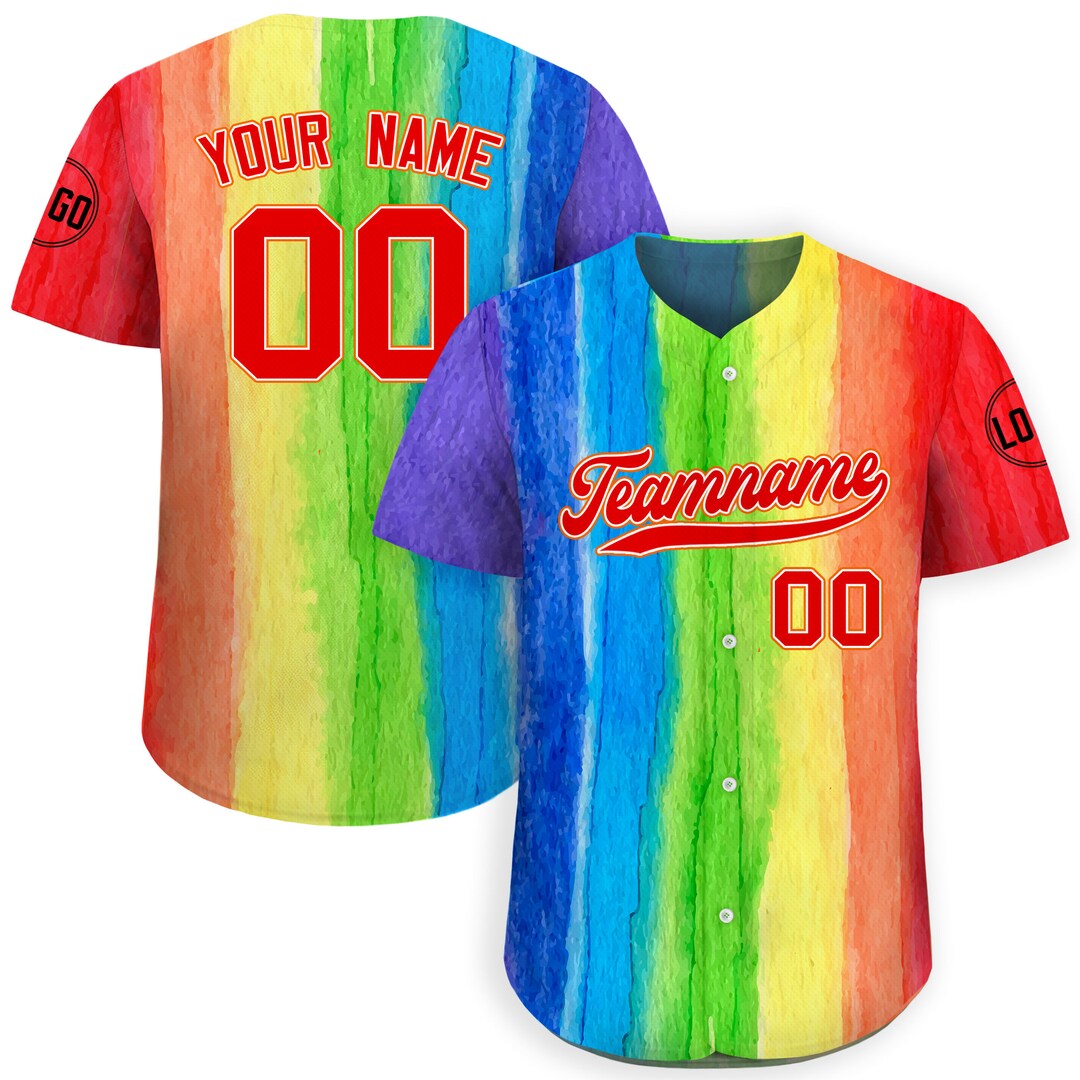 Custom LGBTQ Pride Month Baseball Jersey With Teamname Name Number ...