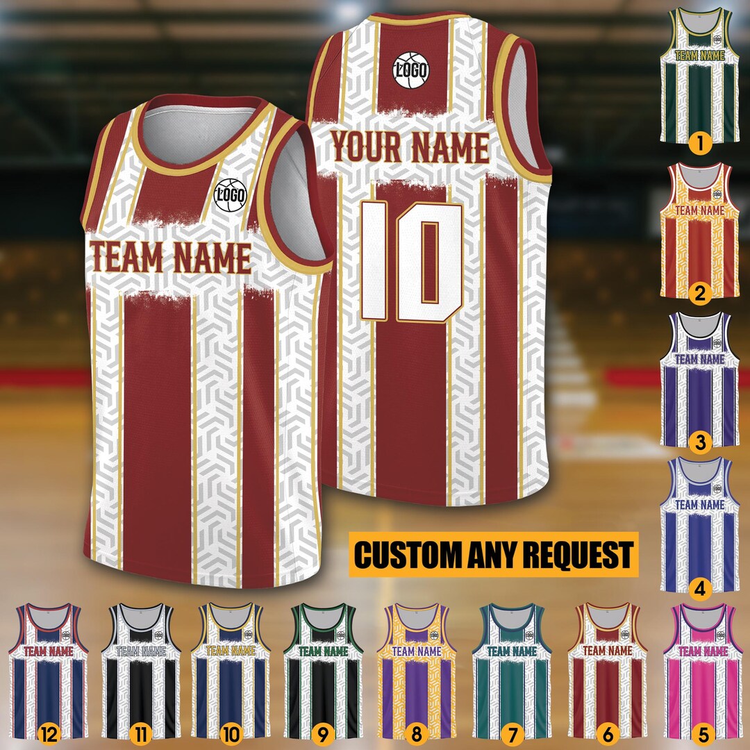 Personalized Team Name & Number Logo Basketball Jersey for Adult Kid ...