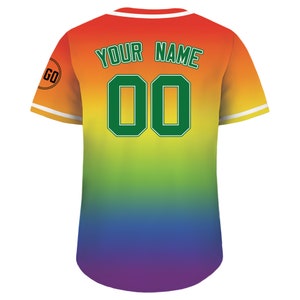 Custom Rainbow LGBTQ Pride Month Baseball Shirt, Custom Name Rainbow ...