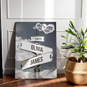 Personalized Name Vintage Street Sign Canvas, Custom Name Date ...