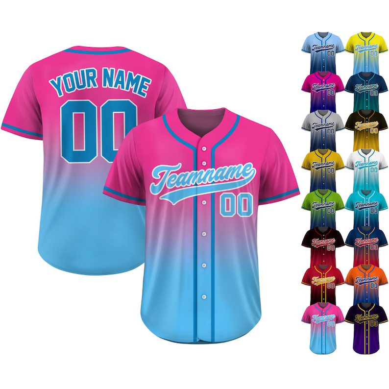 Printed Gradient Custom Baseball Jersey With Teamname Name Number ...