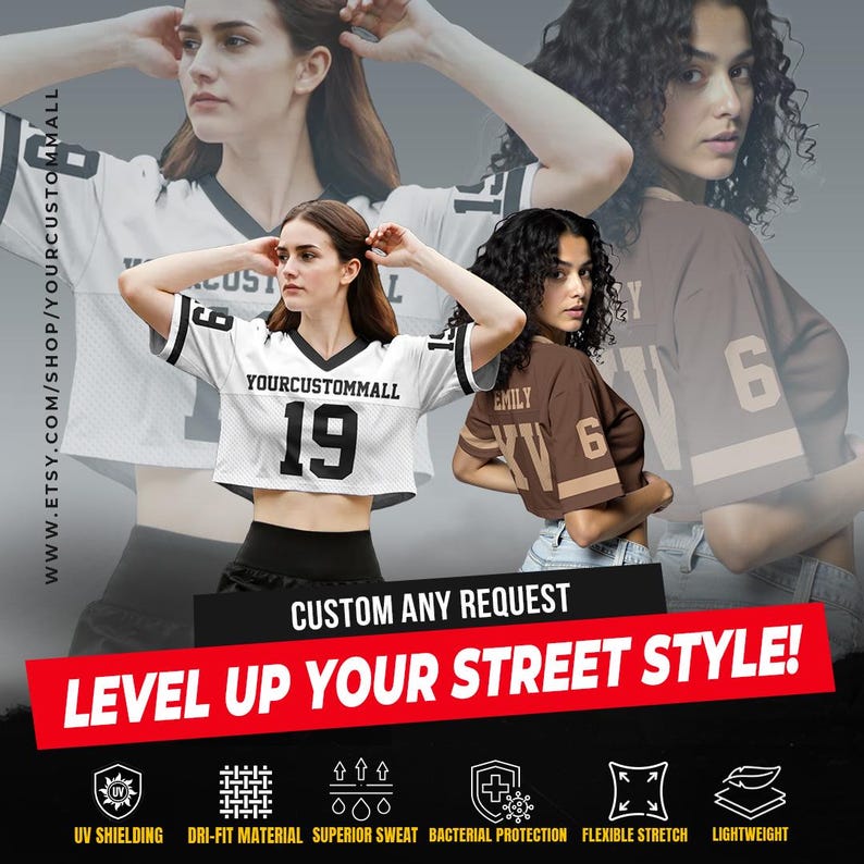Custom Team Name Number Logo Women's Croptop Football Jersey ...