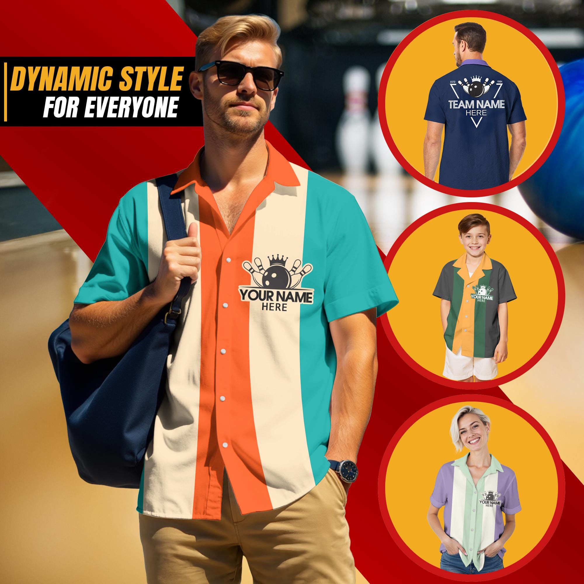 Custom Retro Bowling Shirts for Men Vintage Short Sleeve Button Down ...