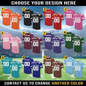 Personalized Team Name & Number Football Jersey for Adult Kid, Custom ...