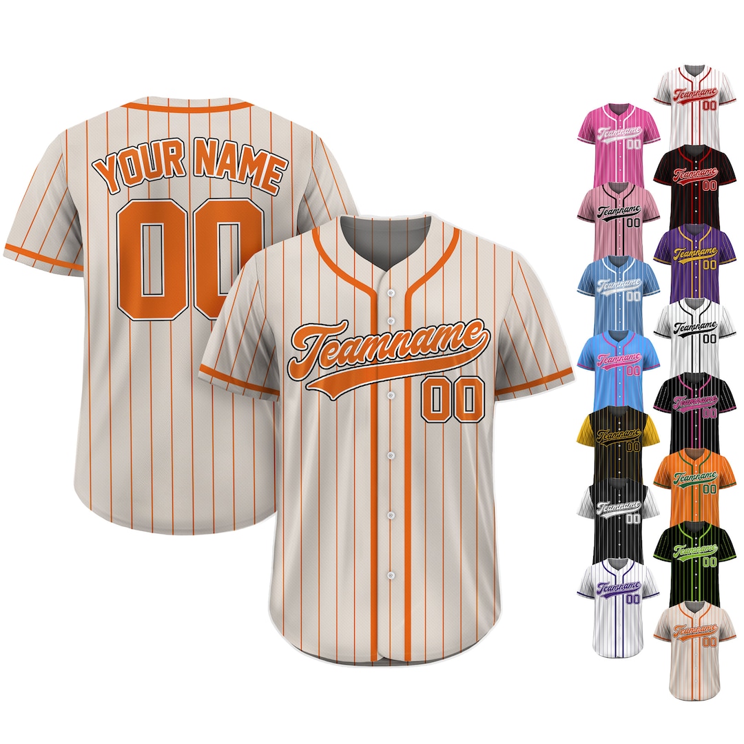 Custom Team Name Number Baseball Jersey Pinstripe, Custom Baseball ...