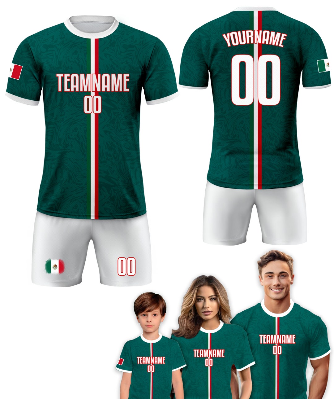 Custom Mexico Soccer Jersey for Men Women Youth Kid Uniform Shirt for ...
