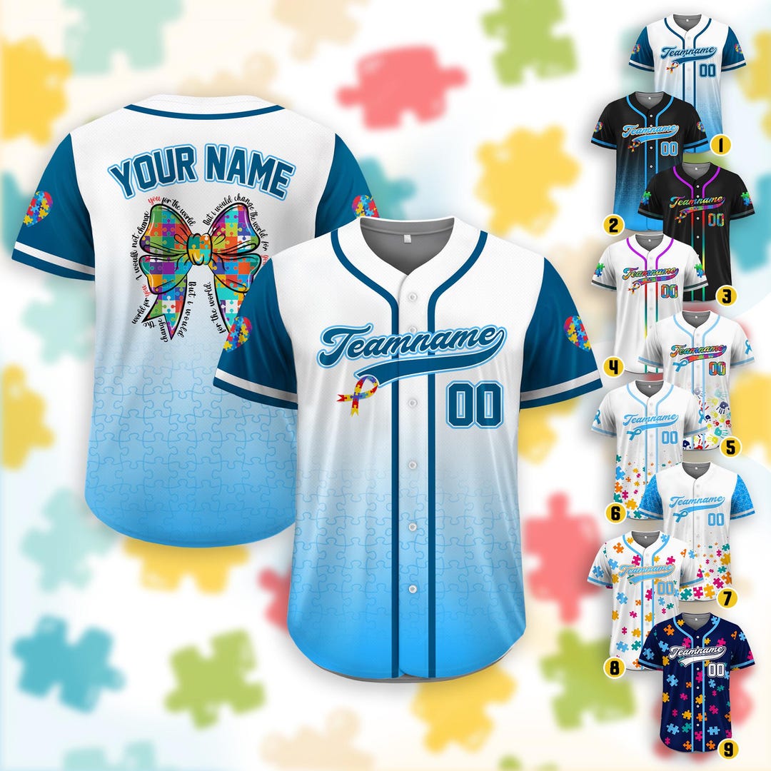Personalized Autism Awareness Baseball Jersey, Custom Name Number ...