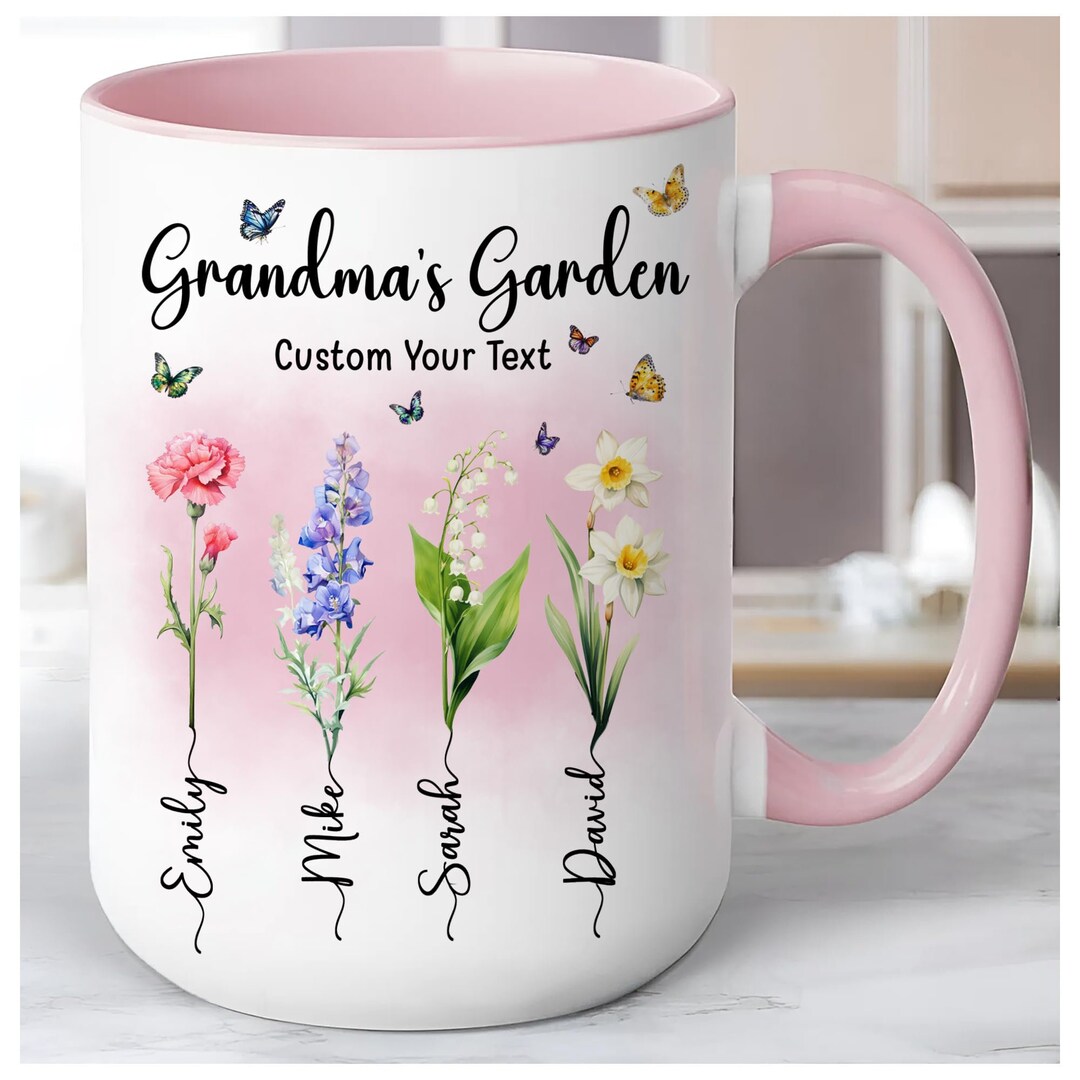 Personalized Grandma Mug With Custom Kid Names and Text, Custom Grandma ...