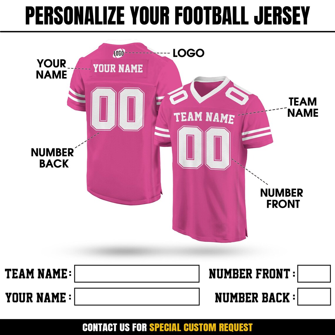Personalized Team Name & Number Football Jersey for Adult Kid, Custom ...