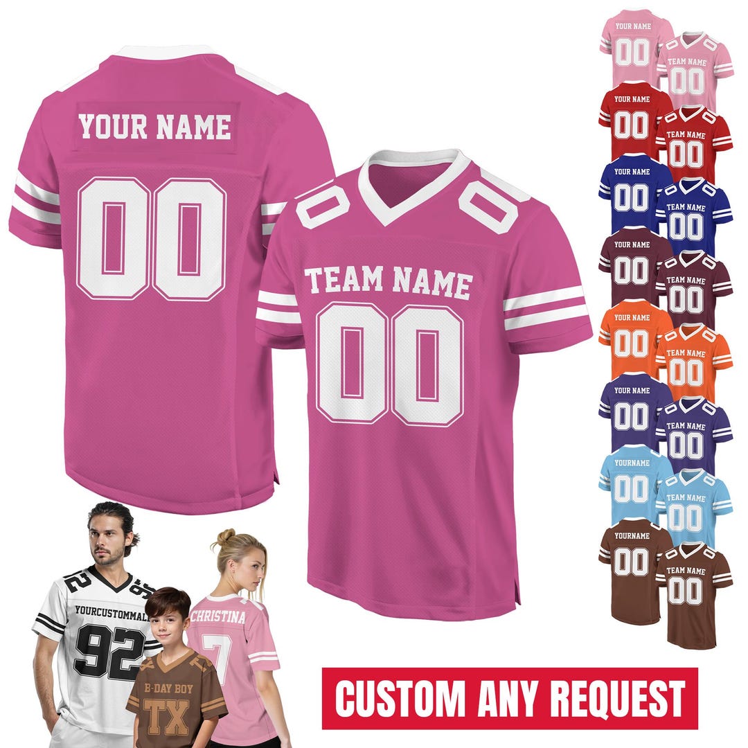 Personalized Team Name & Number Football Jersey for Adult Kid, Custom ...