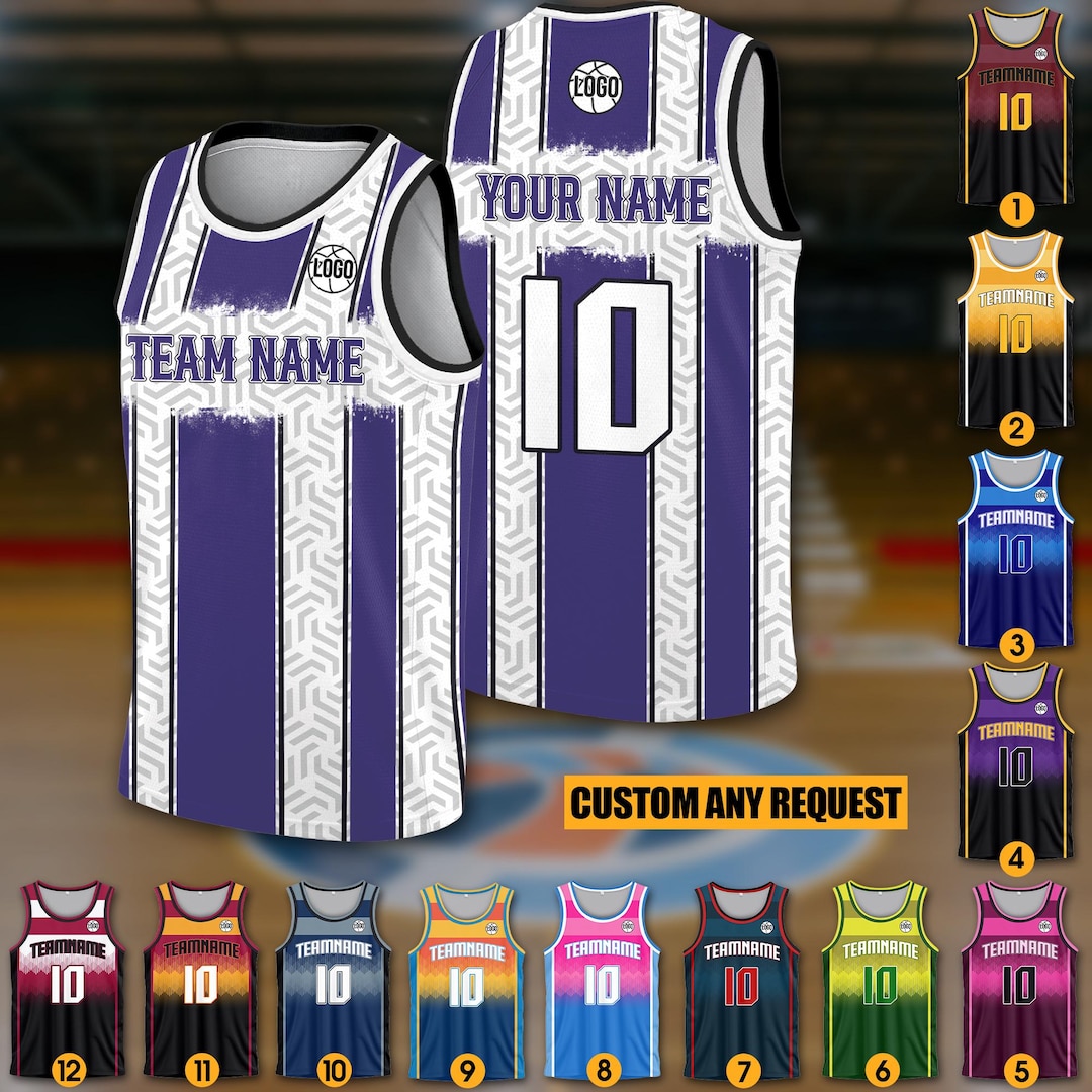 Personalized Team Name & Number Logo Basketball Jersey for Adult Kid ...