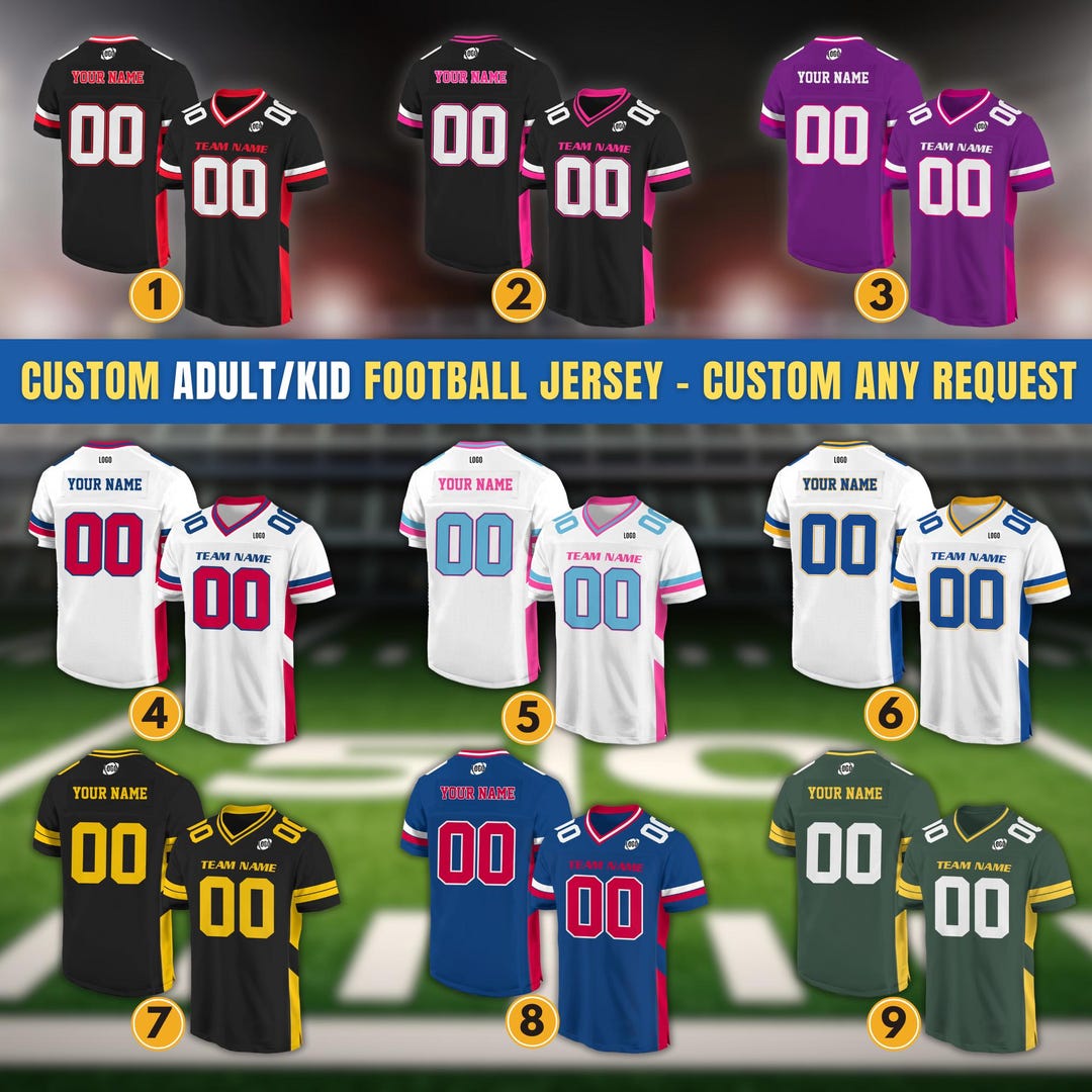 Personalized Team Name Number Logo Football Jersey Shirt for Men Women ...