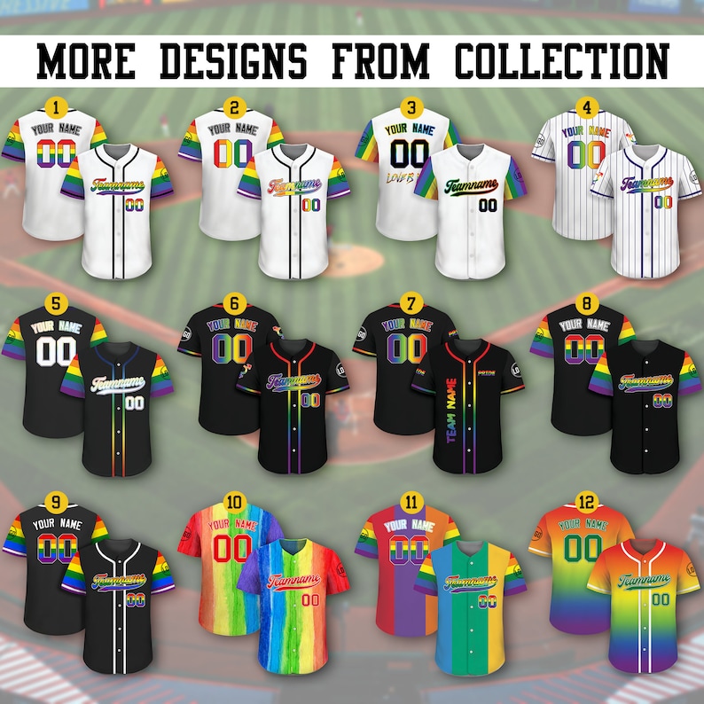 Custom LGBTQ Pride Month Baseball Jersey With Teamname Name Number ...