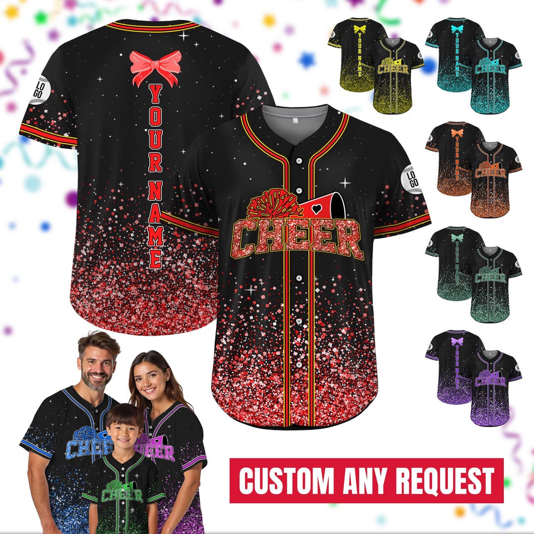 Personalized Cheer Mom Baseball Jersey, Custom Name Cheerleading Shirt ...
