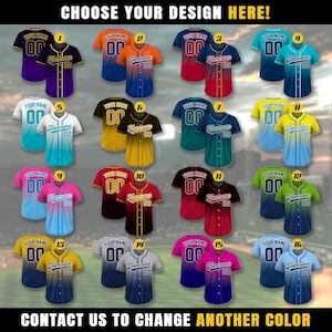 Custom Gradient Baseball Jersey, Custom Team Name Number Logo Shirt ...