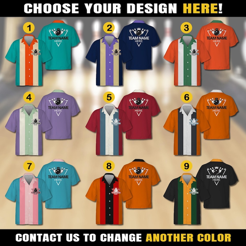Custom Retro Bowling Shirts for Men Vintage Short Sleeve Button Down ...