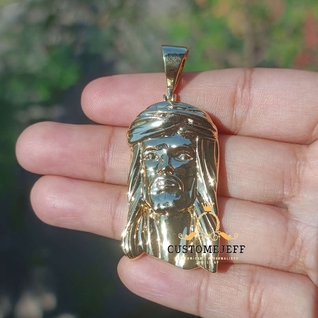 Customized Jesus Christ Medallion Jesus Head 2.2" Pendant 14K Yellow ...
