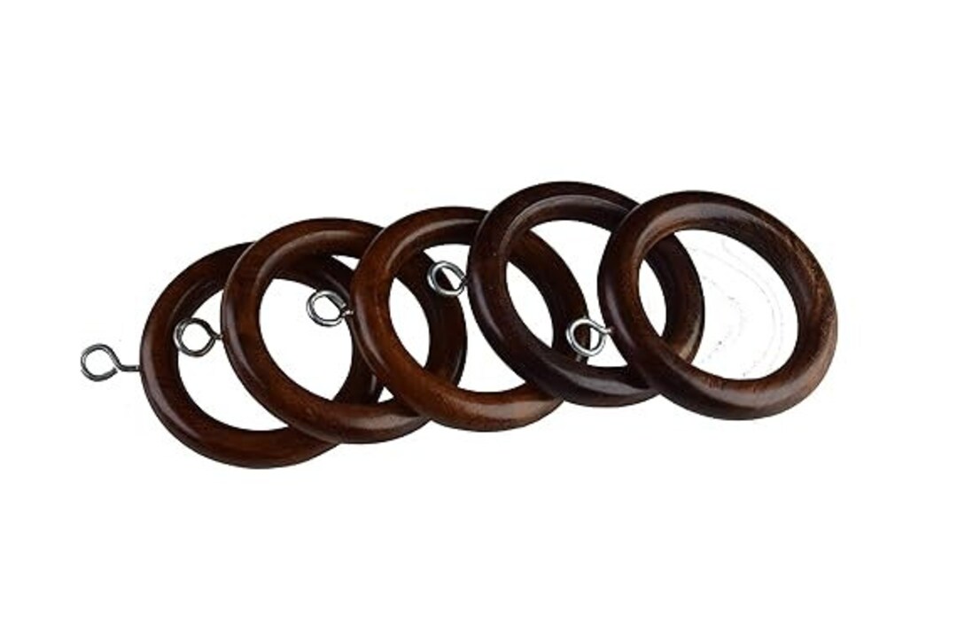 24 Pieces 2.5 Inch Wooden Drapery Curtain Rod Rings for 1.5 Inch Rod ...