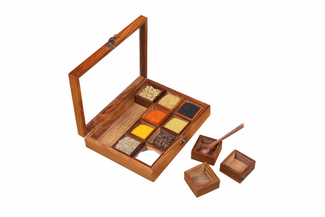 Traditional | Indian Spice Masala Box | Spice Tin | Rectangular Spice ...