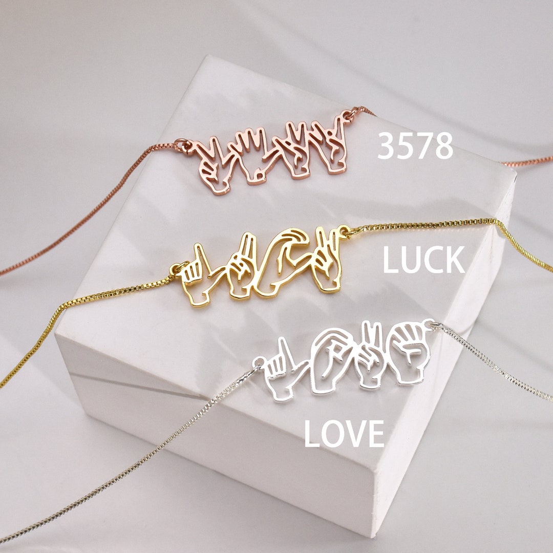 Name Necklace in Sign Language, ASL Necklace, ASL Fingerspelling ...