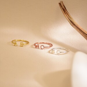 Duo Initial Ring, Custom Letter Ring, Dainty Couple Rings, Double Initial Ring, Summer Ring ...