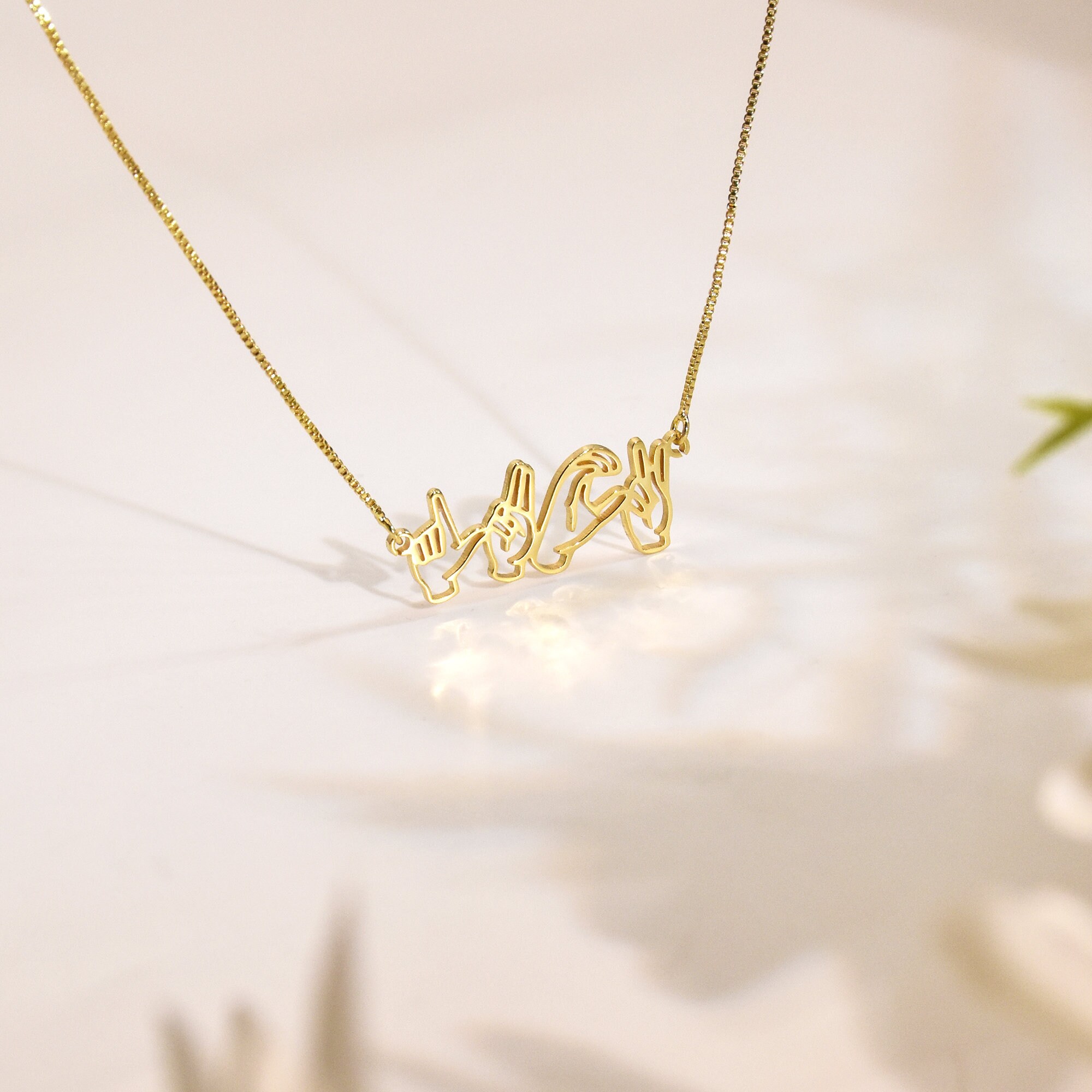 Personalized Sign Language Necklace, Custom Name Necklace, ASL ...