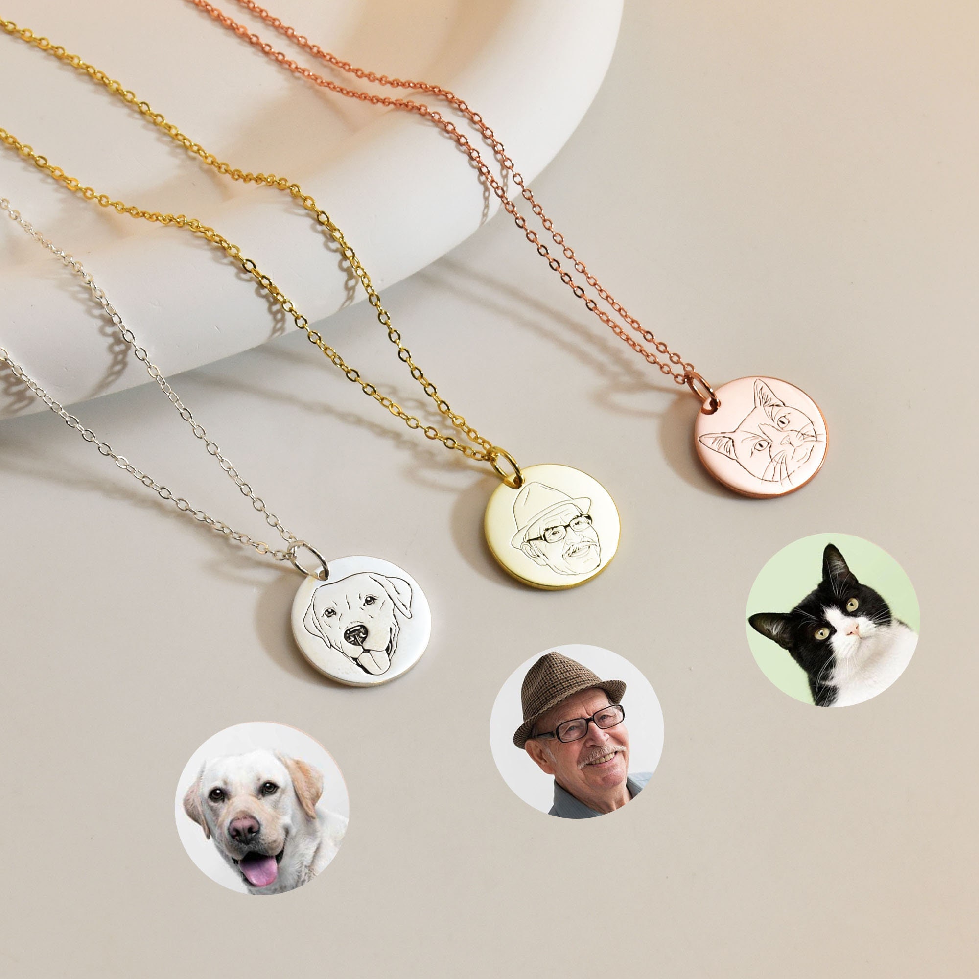 Custom Pet Portrait Necklace, Dog Portrait Necklace, Portrait Photo ...