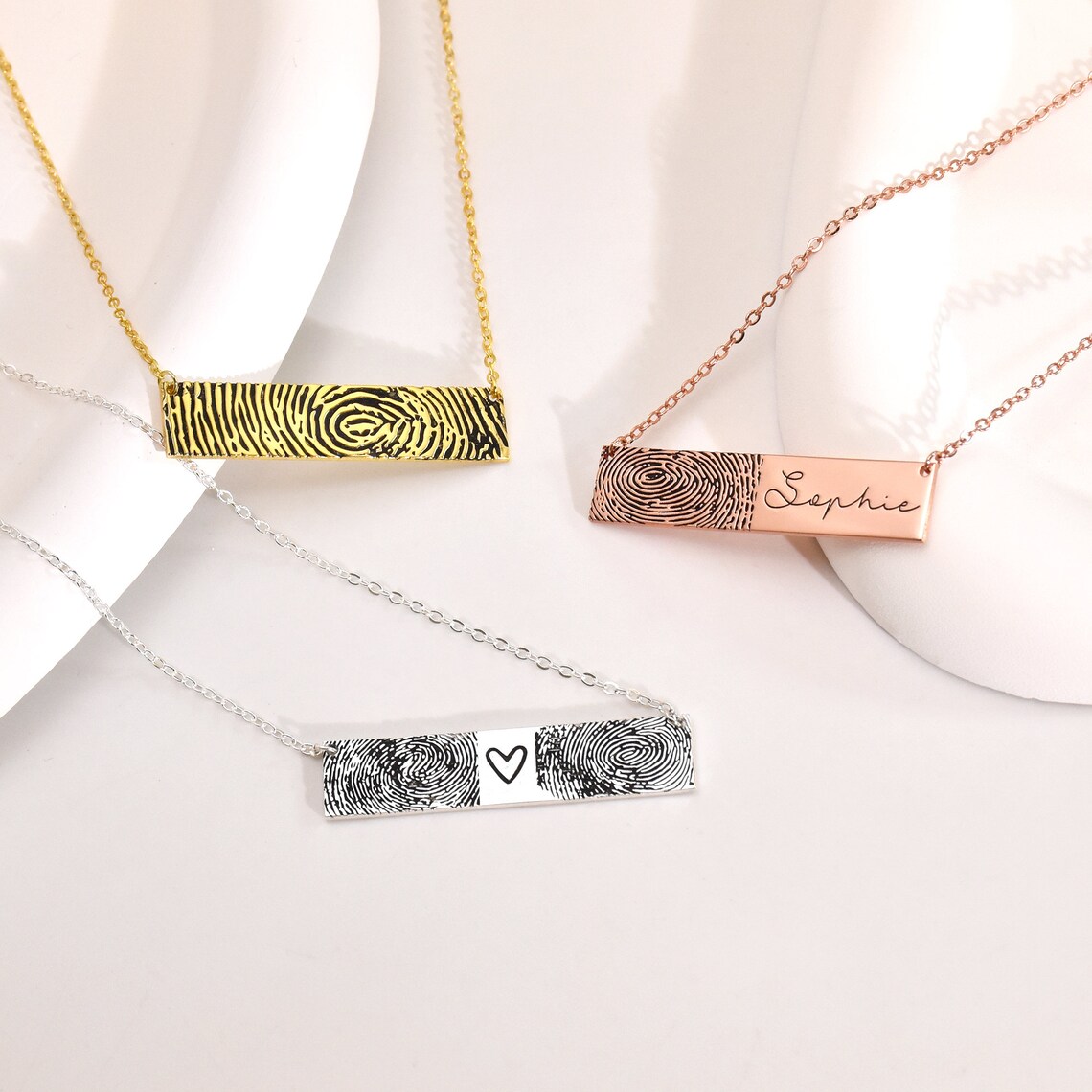 Bar Fingerprint Necklace, Actual Fingerprint Necklace,signature ...
