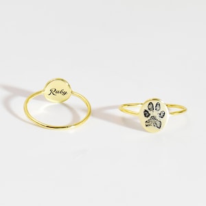 Custom Paw Print Ring, Dog Cat Paw Ring, Pet Memorial Gift, Baby ...