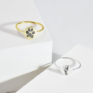 Custom Paw Print Ring, Dog Cat Paw Ring, Pet Memorial Gift, Baby ...