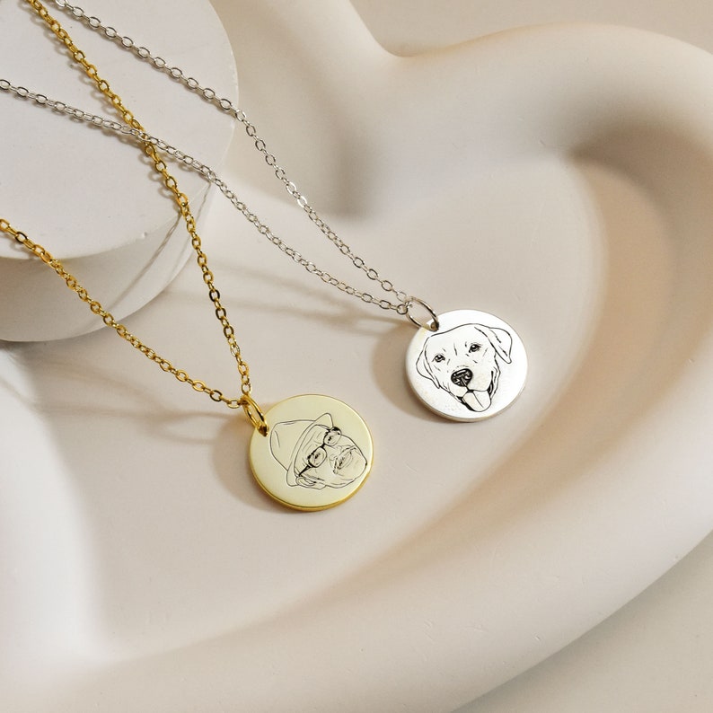Custom Pet Portrait Necklace, Dog Portrait Necklace, Portrait Photo ...
