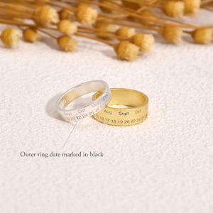 Personalized Engraved Couples Ring Set, Anniversary Rings, 4/5.5 Mm ...