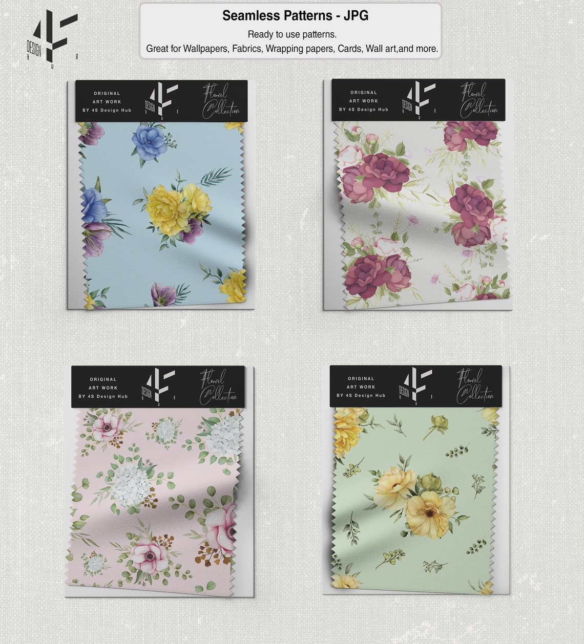 Spring Flowers Digital Paper - Scrapbook Papers - Seamless Patterns ...
