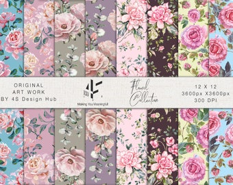 Spring Flowers Digital Paper - Scrapbook Papers - Seamless Patterns ...